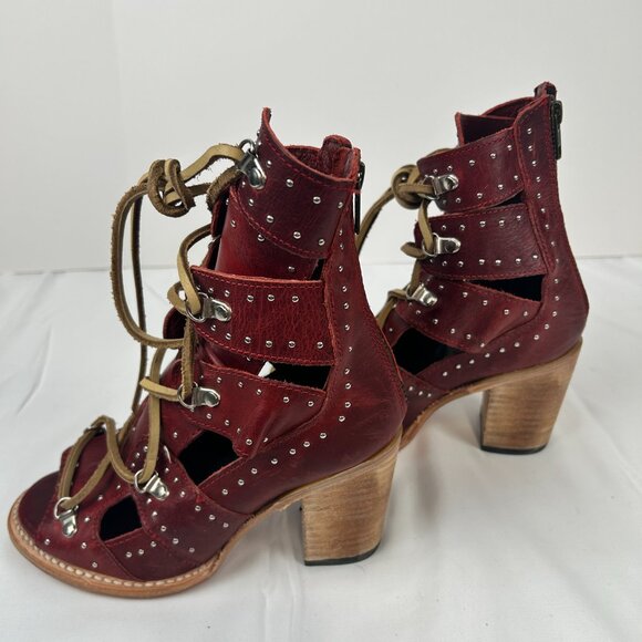 freebird | Shoes | Freebird Women 6 Brandy Red Leather Ankle Laceup ...